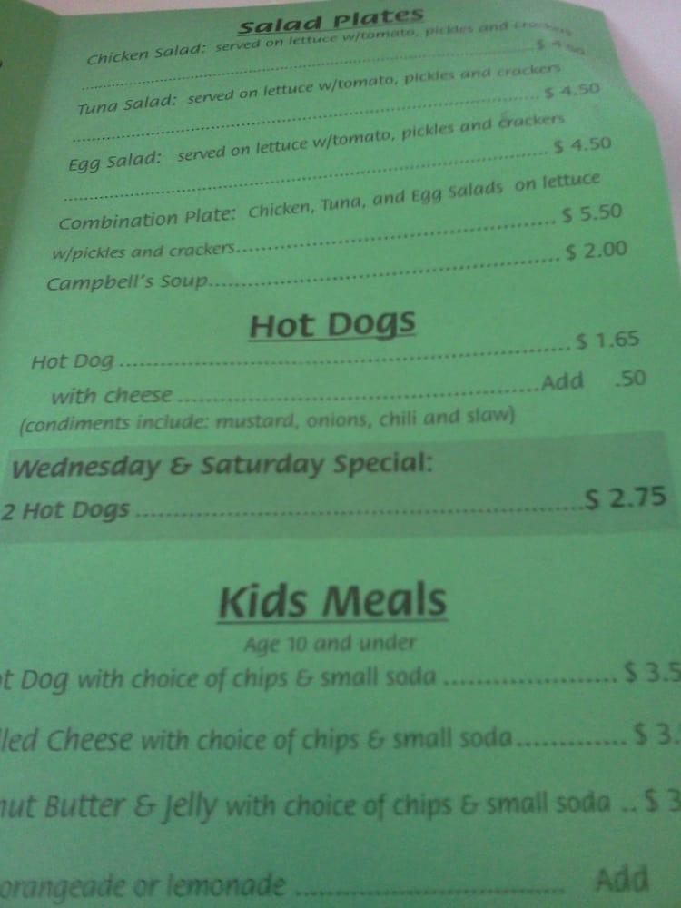 Menu at Ashworth Drugs, Cary