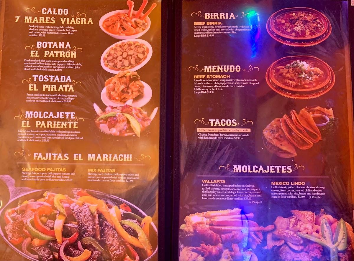 Menu at Bonito Guadalajara restaurant, Bullhead City