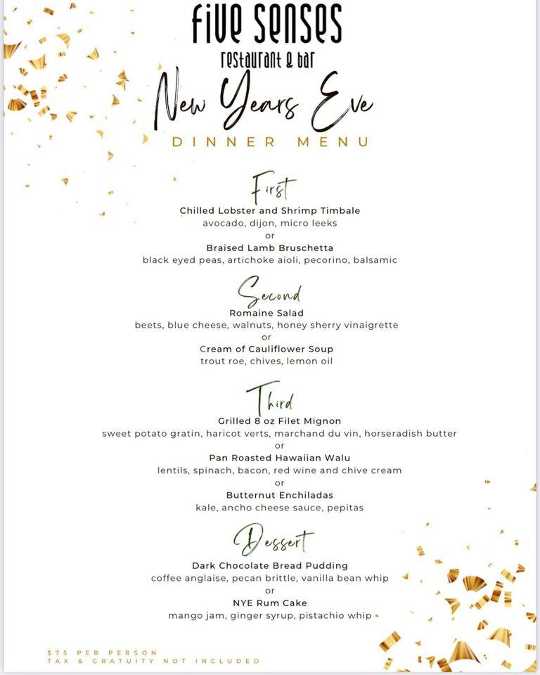 Menu at Five Senses Restaurant, Bar & Catering, Murfreesboro