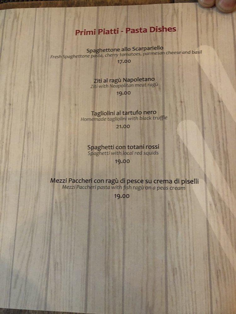 Menu at Kasai restaurant, Praiano