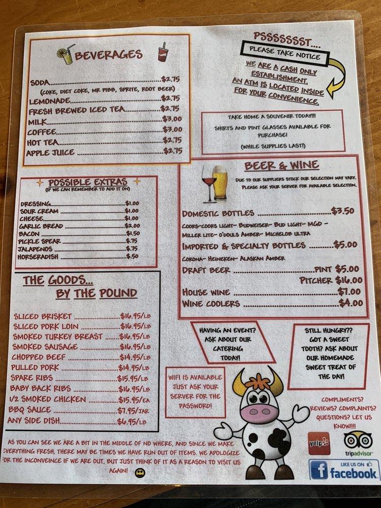Menu at Mountain View Barbeque, Coleville