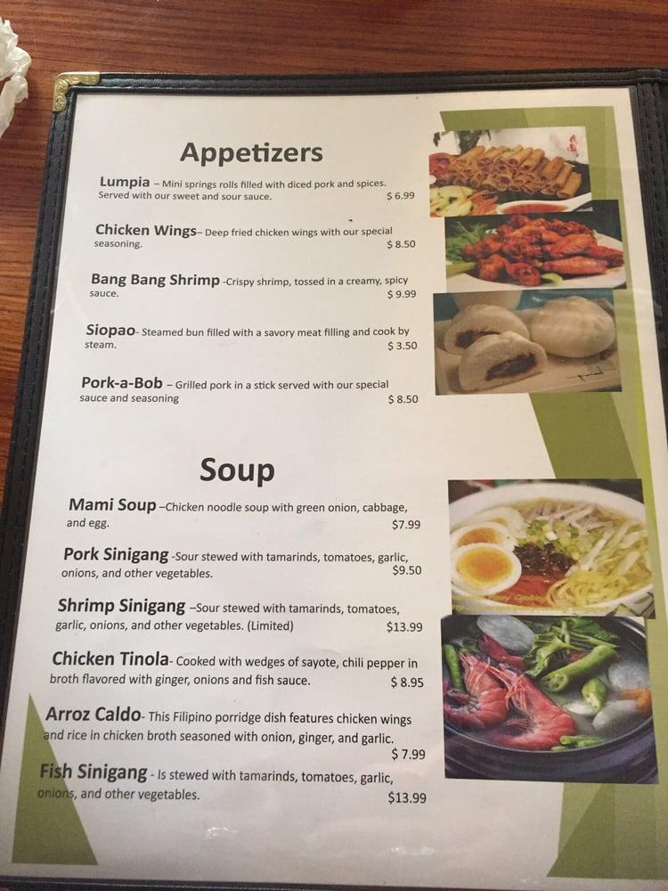 Menu at Ruby-Gin Filipino Restaurant, Pensacola, 2 N Old Corry Field Rd