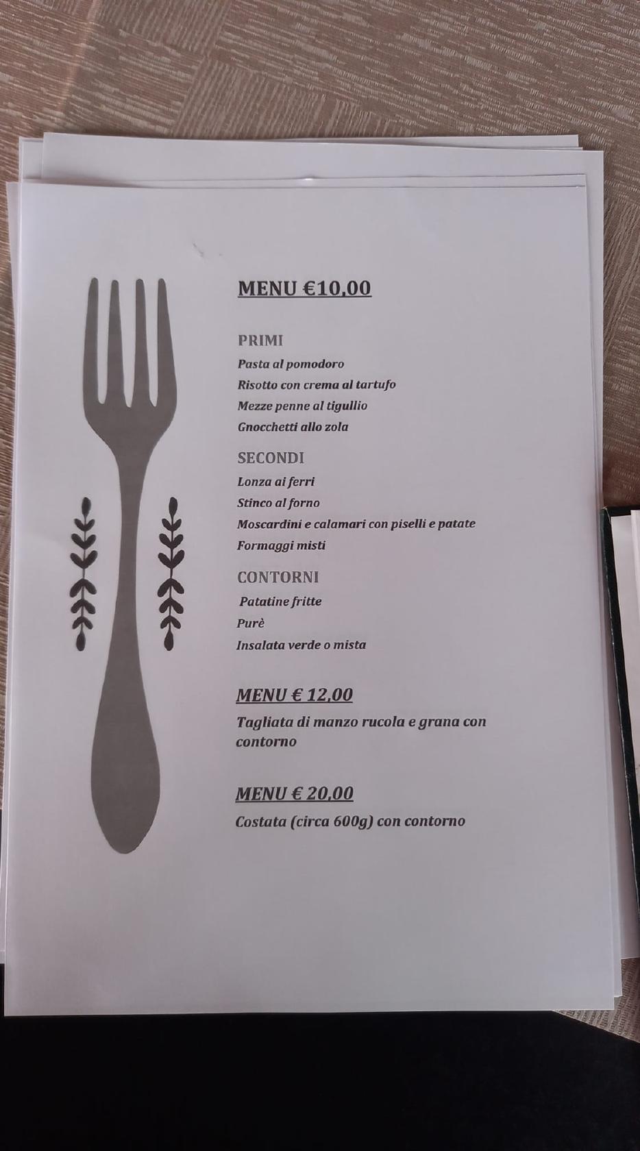 Menu at Trattoria Del Meca restaurant, Gandosso
