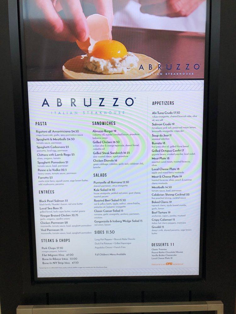 Menu at Abruzzo restaurant, Newark