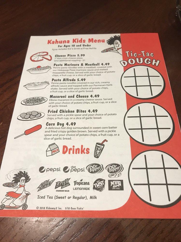 Menu at Hideaway Pizza pizzeria, Oklahoma City, W Memorial Rd