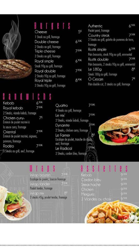 Menu au O'cezam louvres restaurant, Louvres