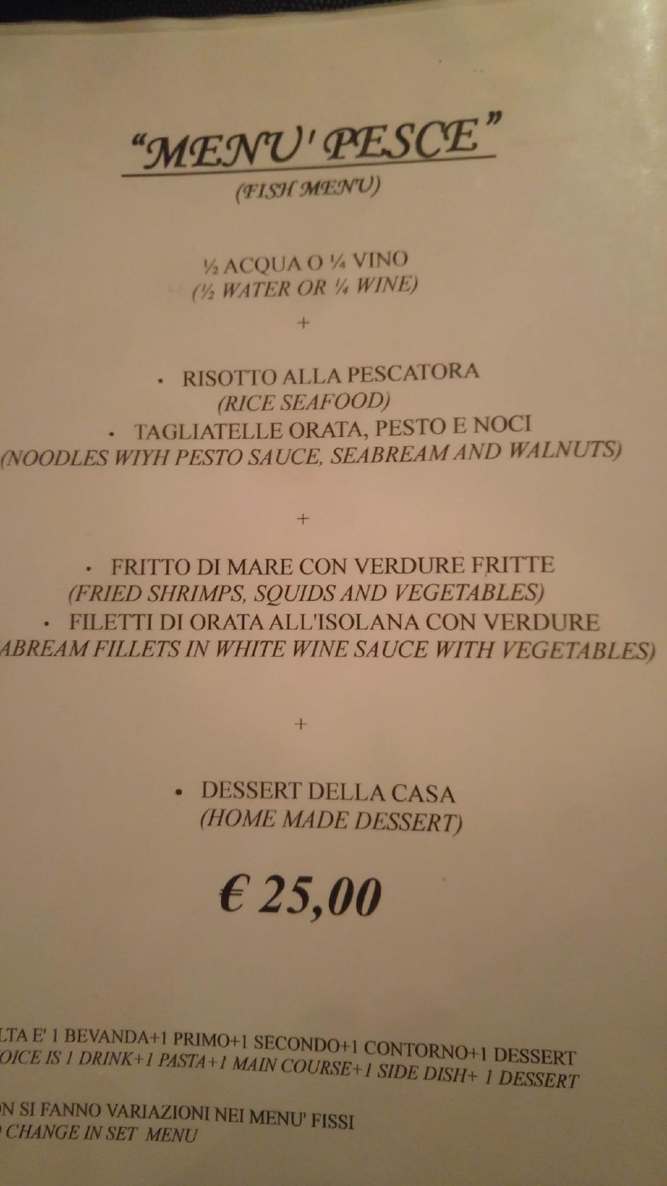 Menu da Trattoria Da Guido ristorante, Firenze
