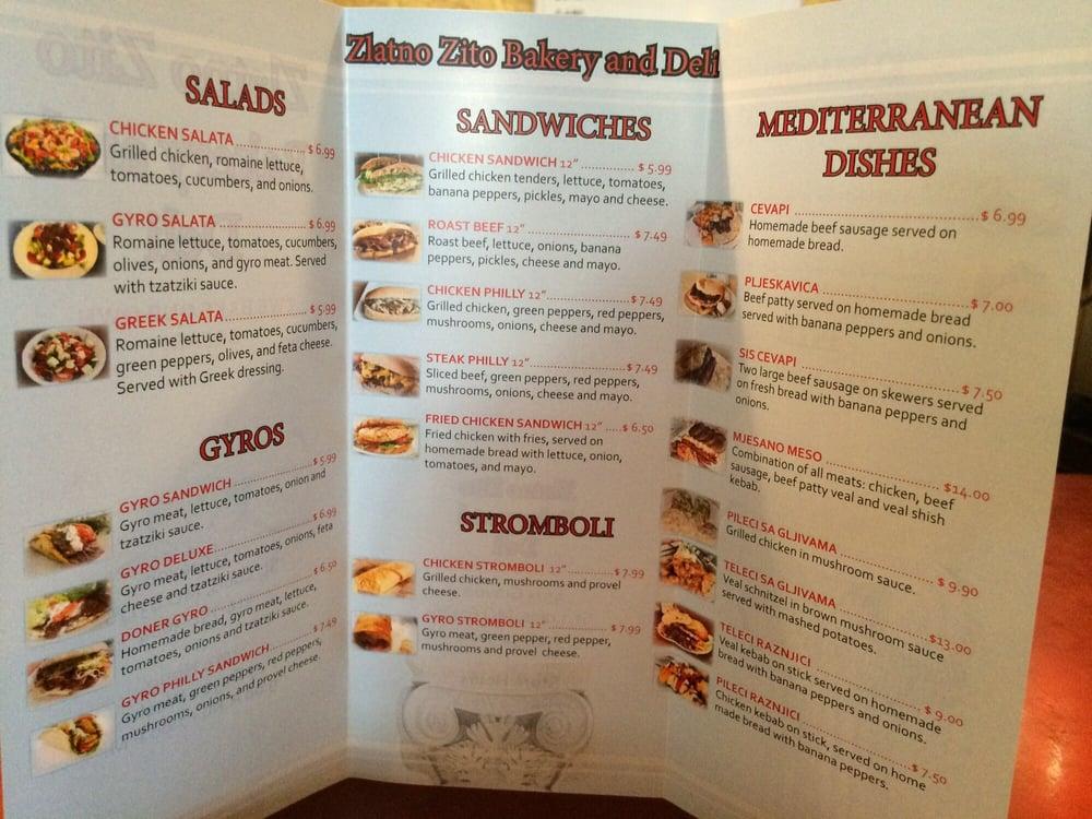 Menu at Zlatno Zito Bakery and Deli, St. Louis