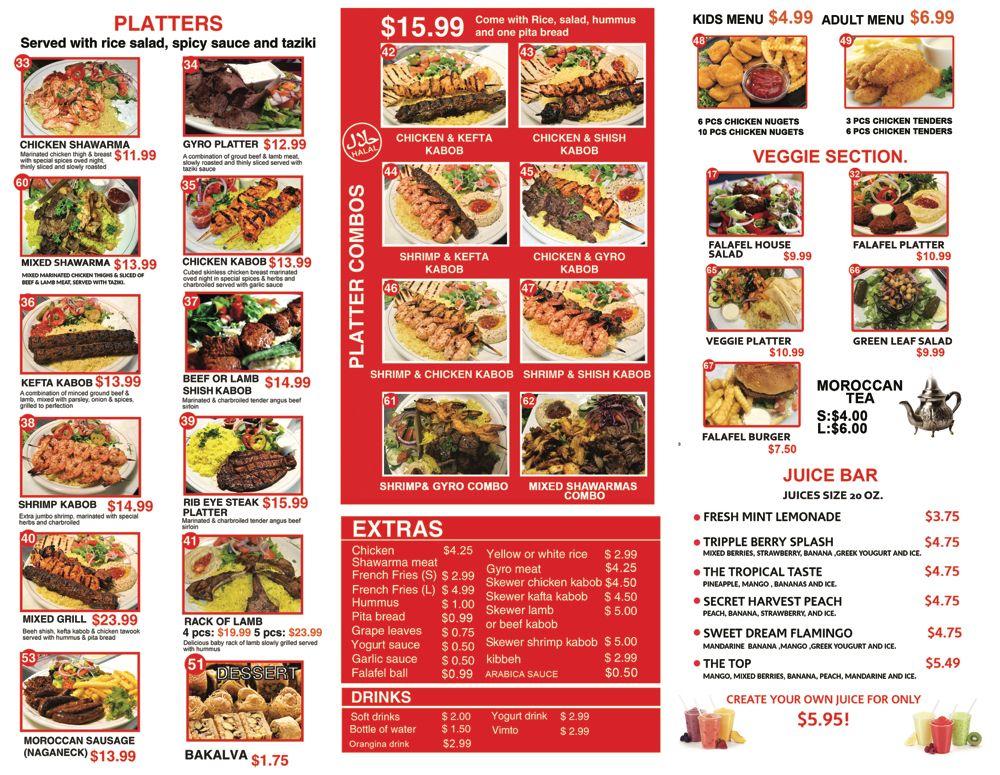 Menu at Al Basha Grill restaurant, Miami Beach
