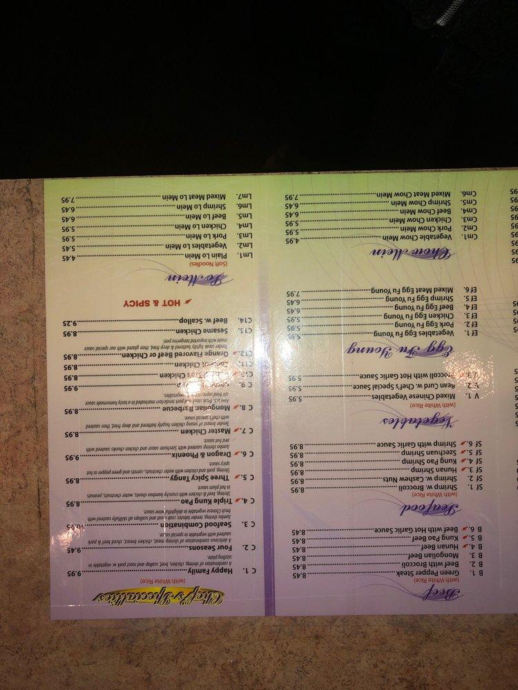Menu at China chef restaurant, Teays Valley
