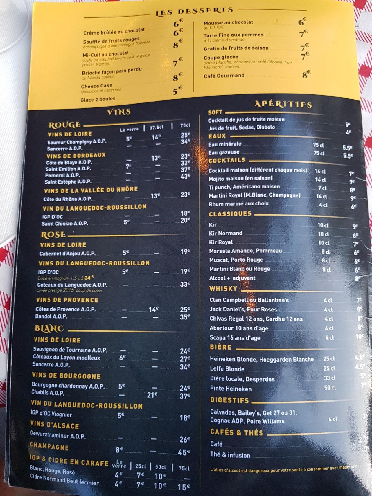 Menu au La Fringale restaurant, Caen, 20 Rue du Vaugueux