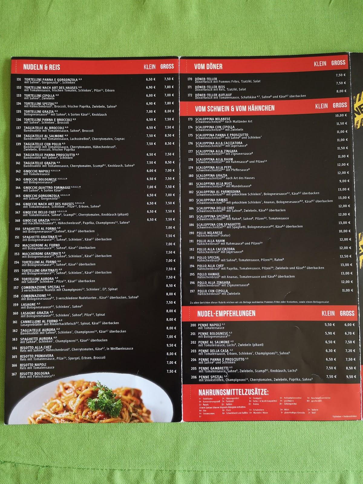 Menu at Pizzeria Grazia, Hachenburg