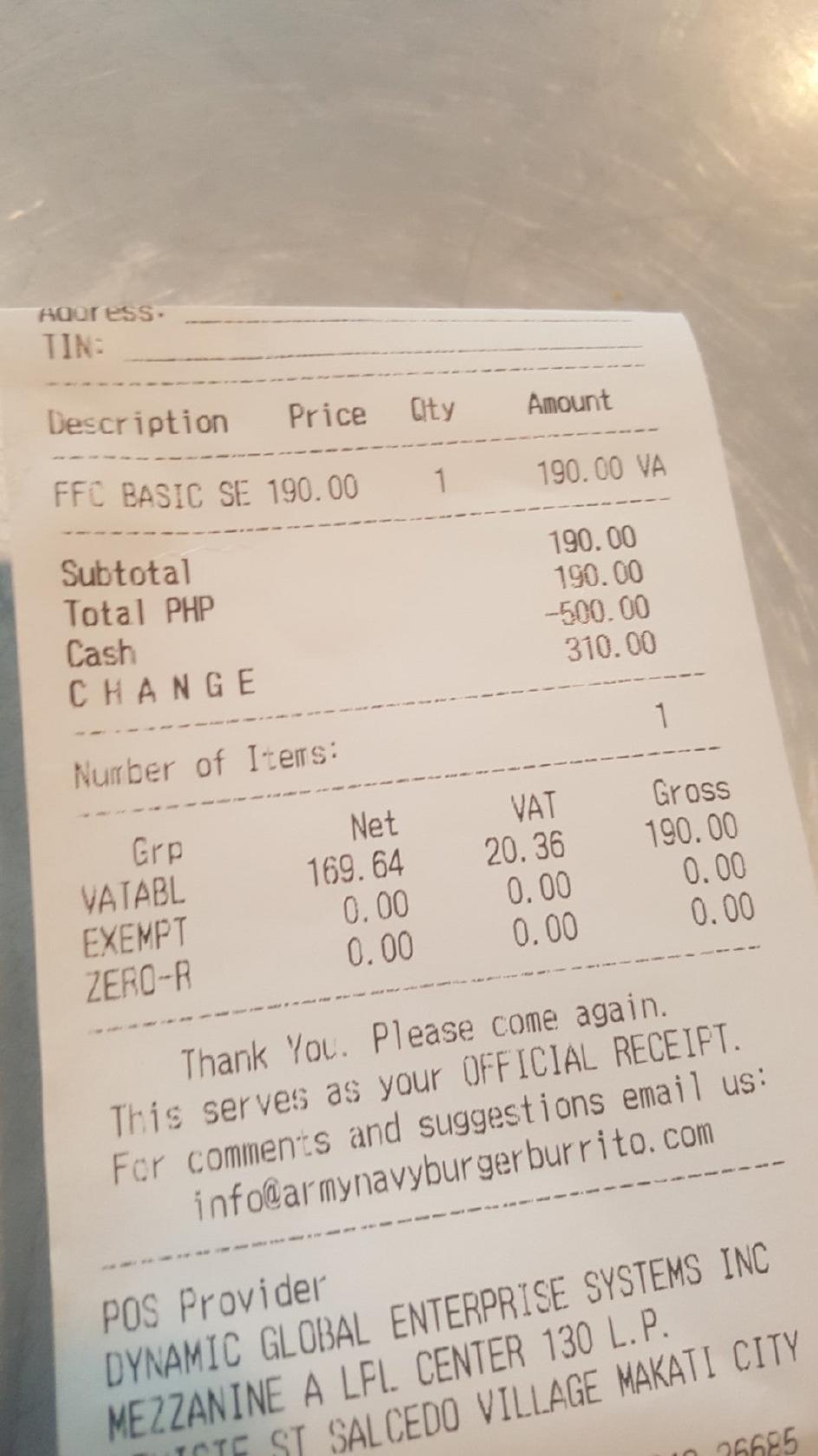 Menu at Army Navy Burger + Burrito BGC 24hrs fast food, Taguig, 7th Ave