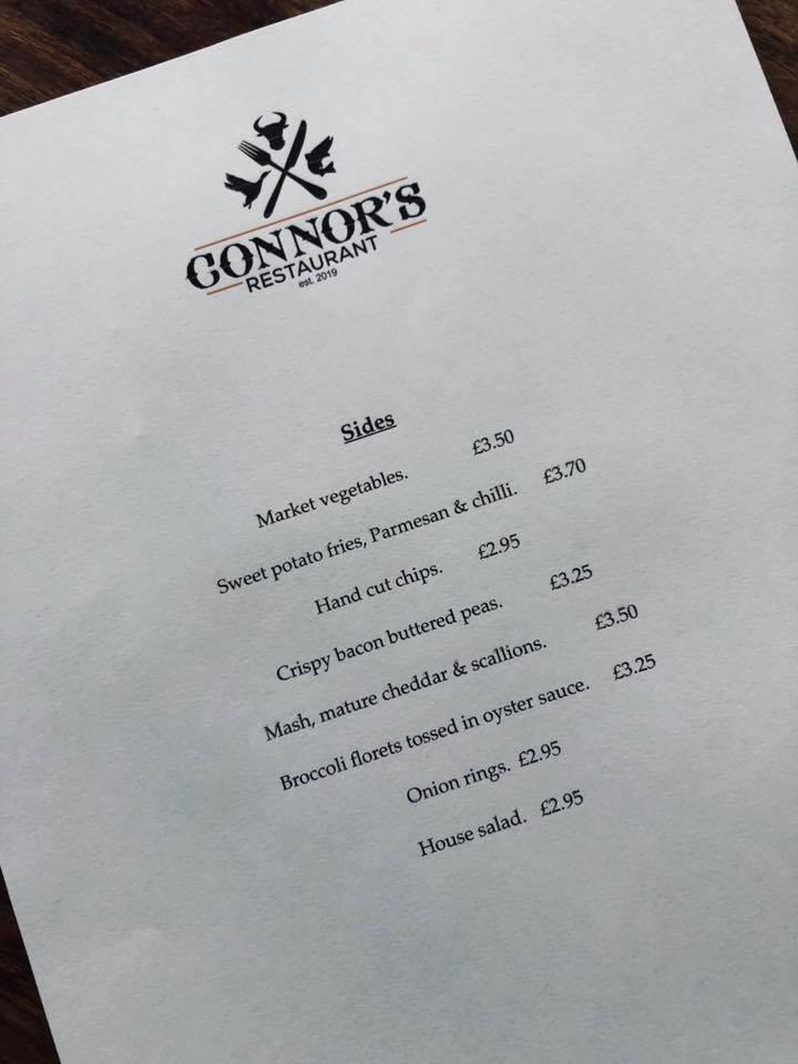 Menu at Connor's restaurant, Portpatrick