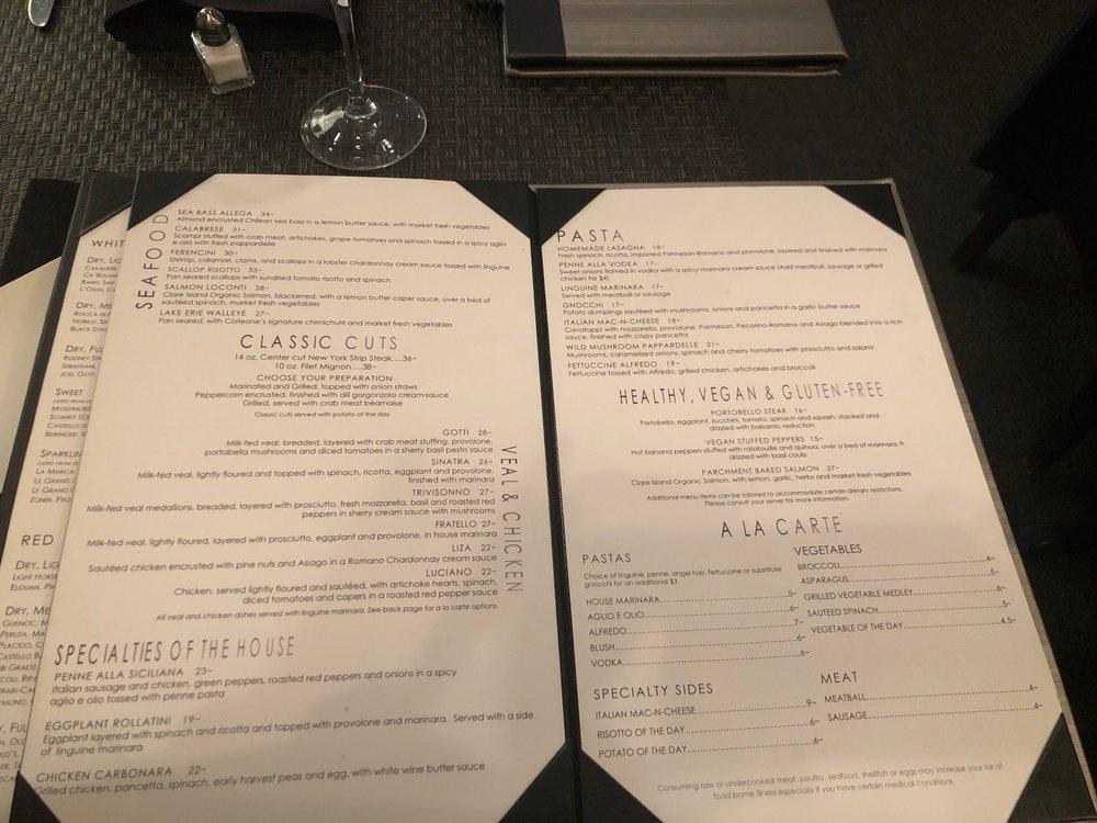 Menu at Corleone's Ristorante & Bar, Cleveland