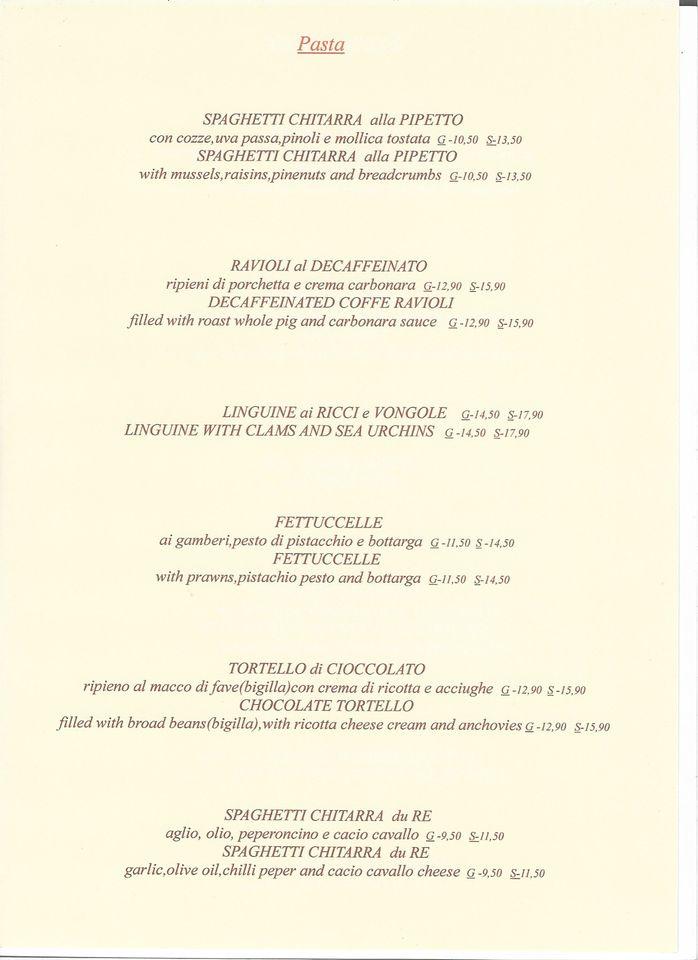 Menu at L'Orso Drink & Food restaurant, Saint Julian's