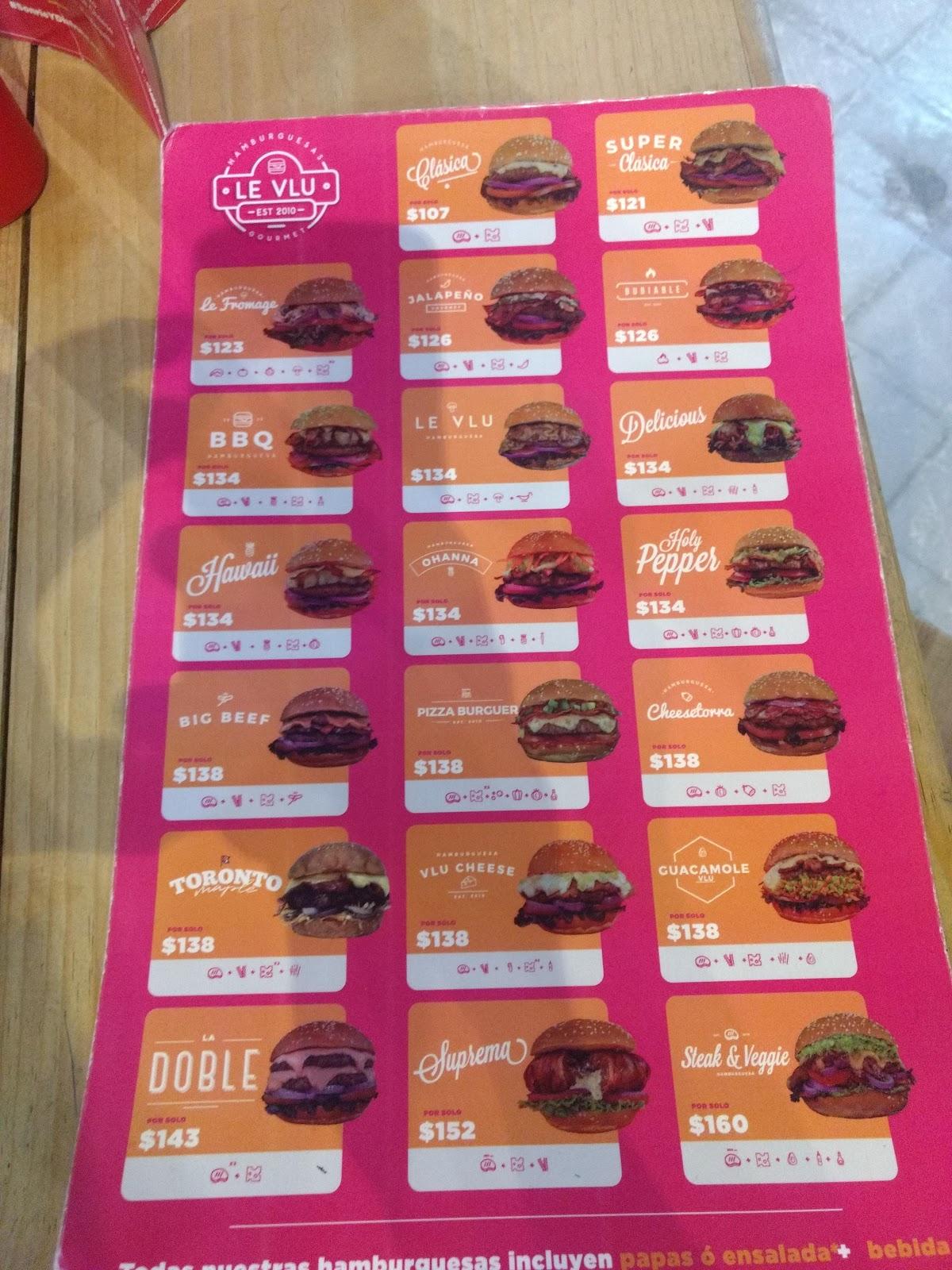 Menu at Le Vlu Ánimas restaurant, Xalapa