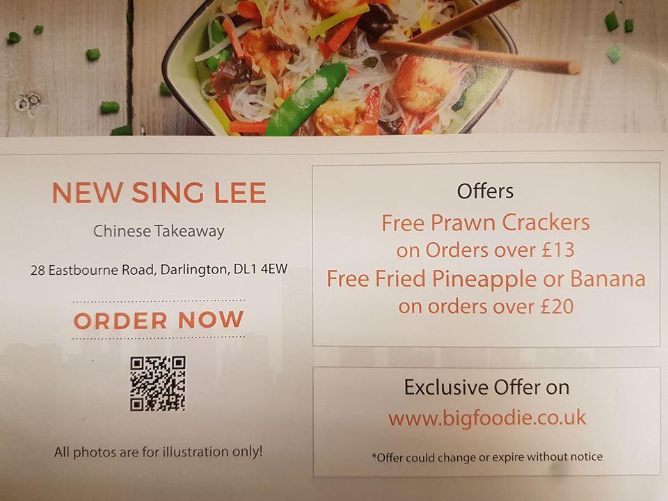 Menu at New Sing Lee fast food, Darlington