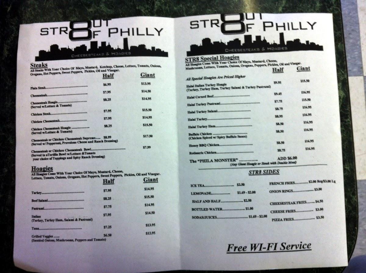 Menu at Str8 Out of Philly Cafe, Cheesesteaks & Hoagies, Richmond