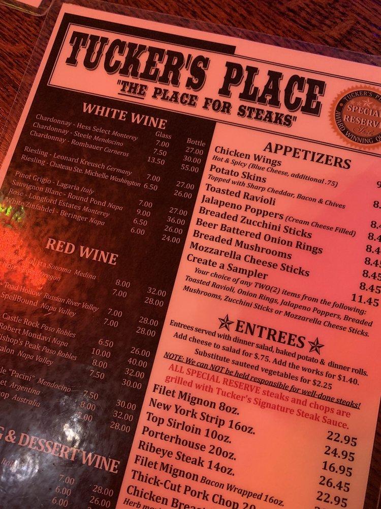 Menu at Tucker's Place steakhouse, Mehlville, Union Rd