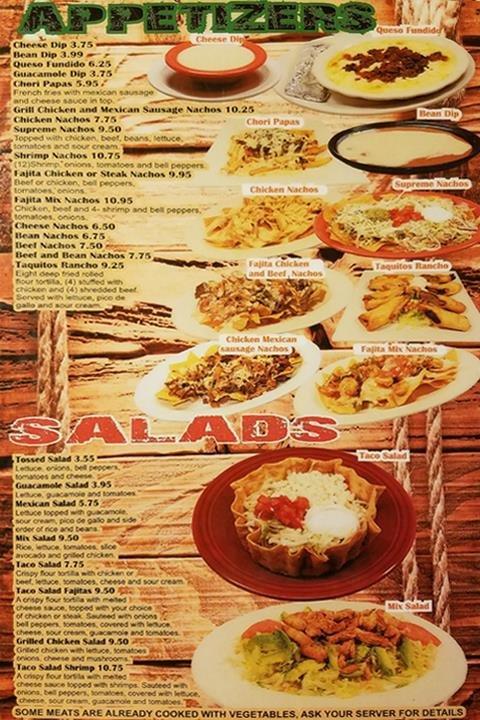 Menu at Las Flores Mexican Restaurant, Indianola