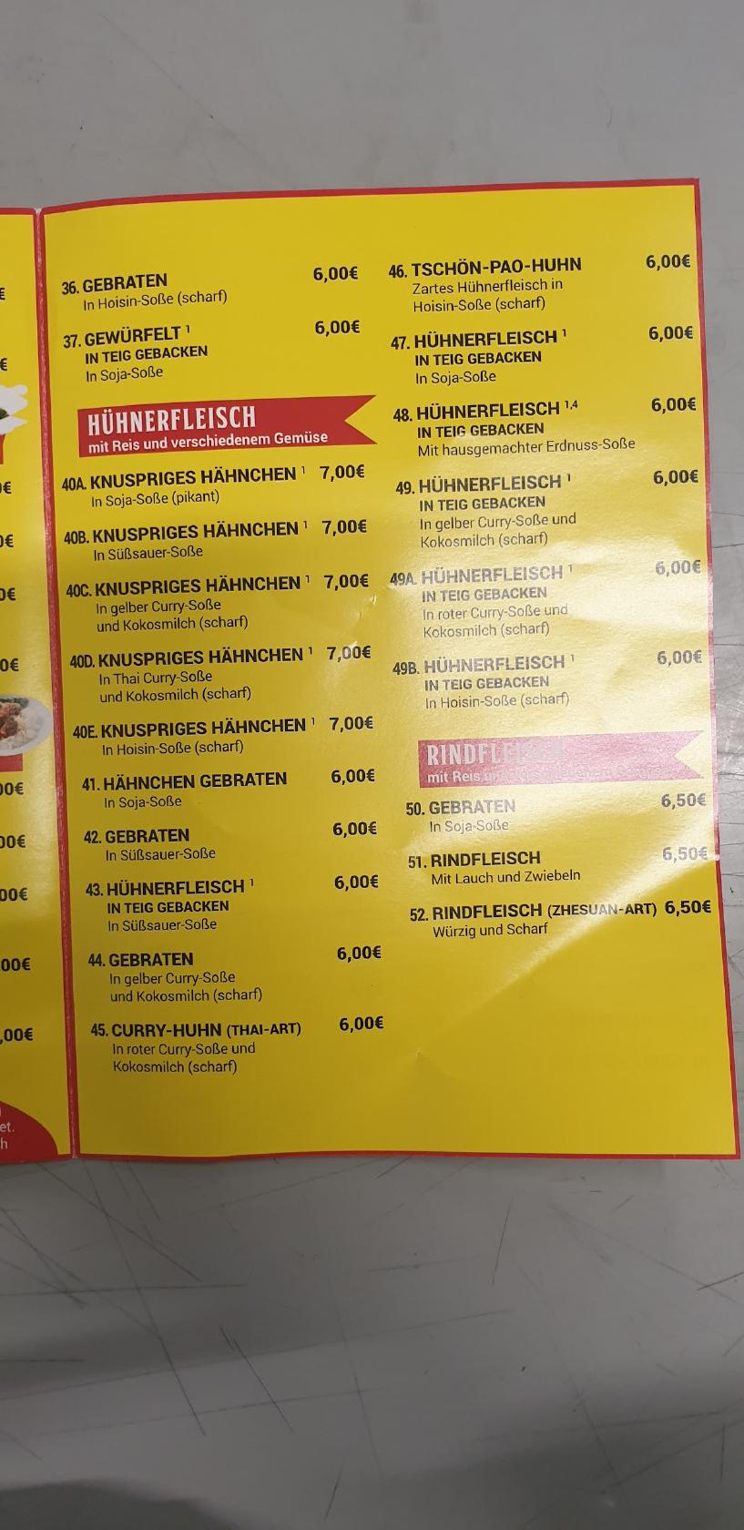 Menu at Asia King restaurant, Stockach