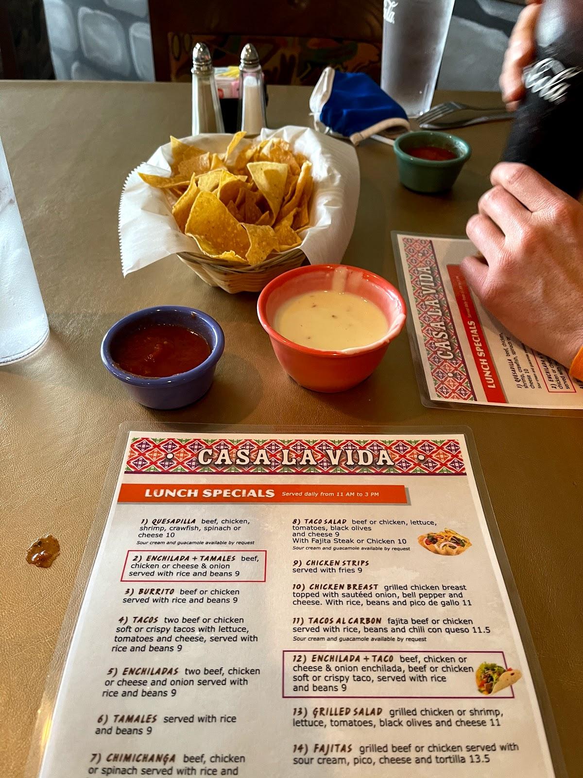 Menu at Casa La Vida restaurant, Baton Rouge