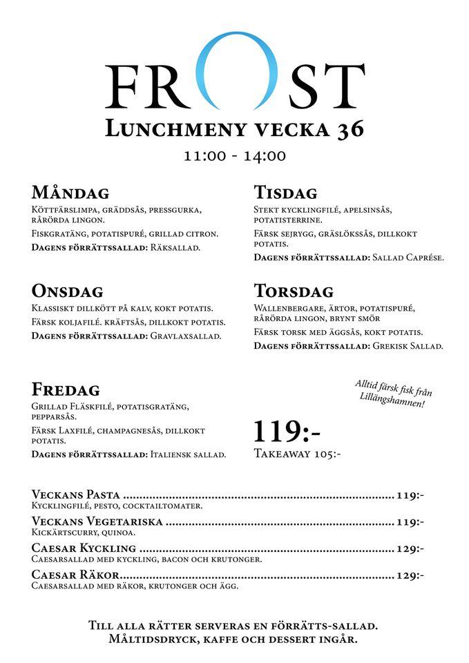 Menu at Frost - Restaurang Karlstad restaurant, Karlstad