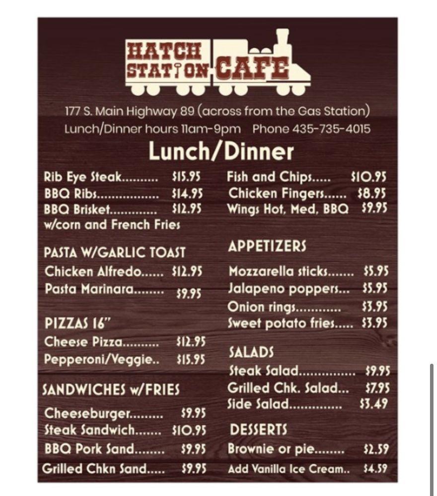Menu at Hatch Station Cafe and Motel, Hatch