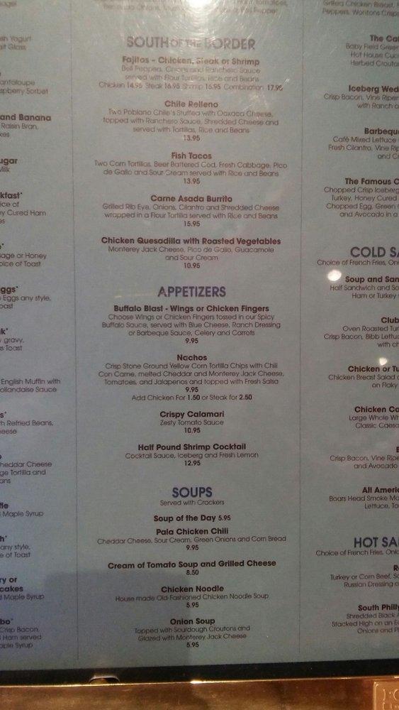 Menu at Pala Cafe, Pala