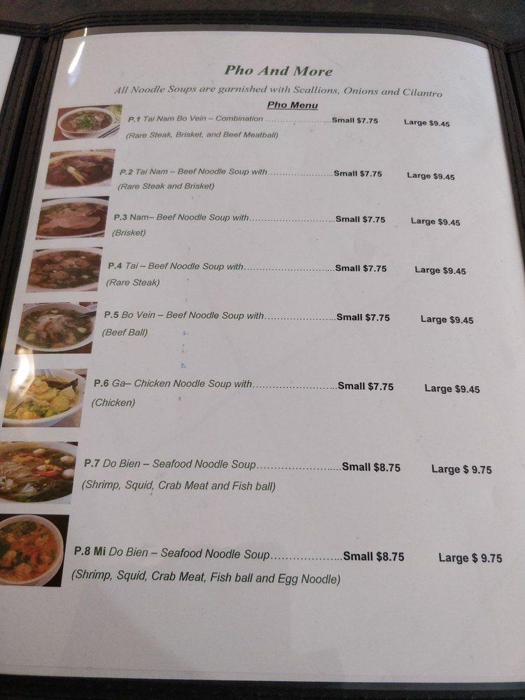 Menu at Pho and More restaurant, Ardmore