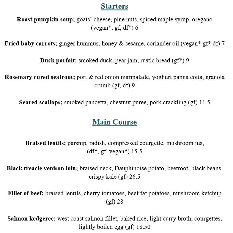 Menu at Rowan Tree Country Hotel & Restaurant, Aviemore