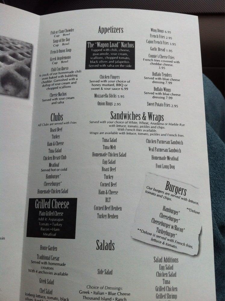 Menu at Connie's Stagecoach restaurant, Salisbury