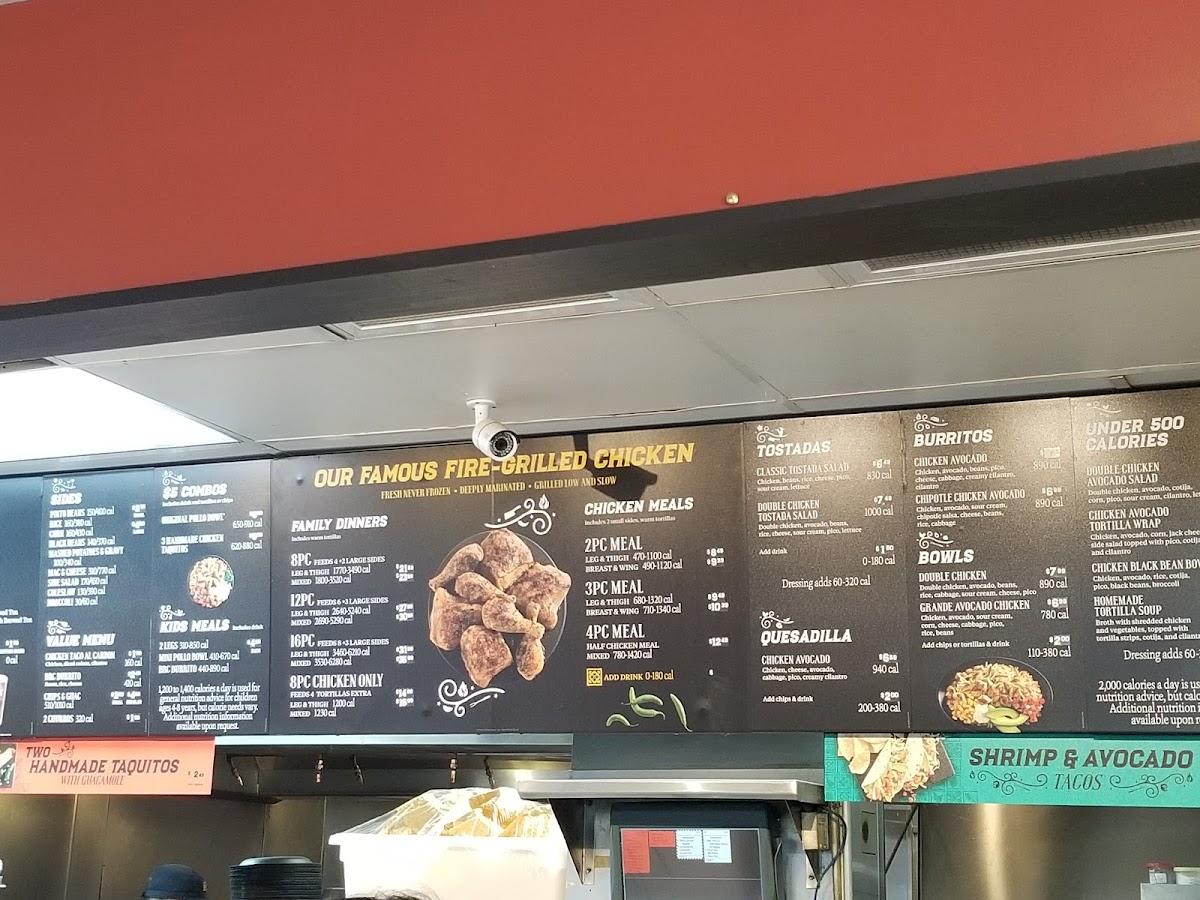 Menu at El Pollo Loco fast food, Reno, 2293 S Virginia St