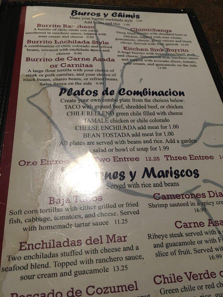 Menu at La Paloma Mexican Restaurant, La Verne
