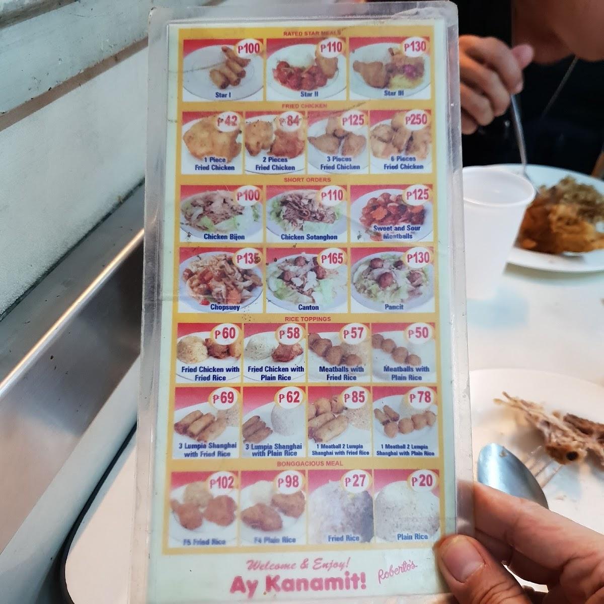 Menu at Roberto's restaurant, Iloilo City, 61 JM Basa St