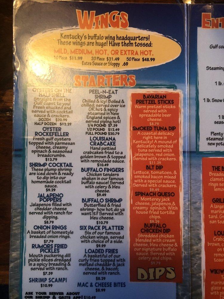 Menu at Rumors Restaurant, Louisville