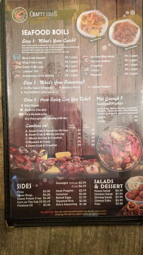 Menu at Crafty Crab Brandon restaurant, Brandon