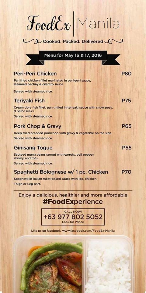 Menu at FoodEx Manila restaurant, Pasig