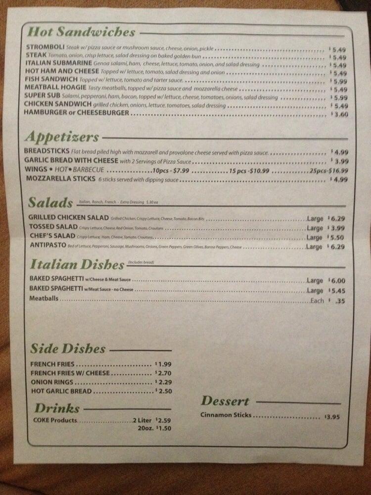Menu at Main Street Pizza pizzeria, Williamsburg, 206 W Main St