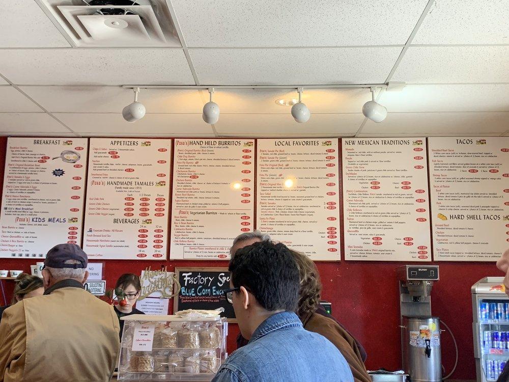 Menu at Posa's Tamale Factory & Restaurant, Santa Fe