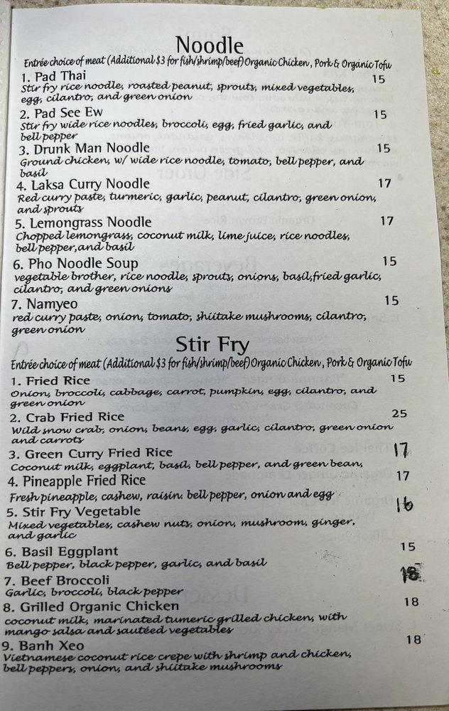 Menu at Racha Thai Waimea restaurant, Waimea