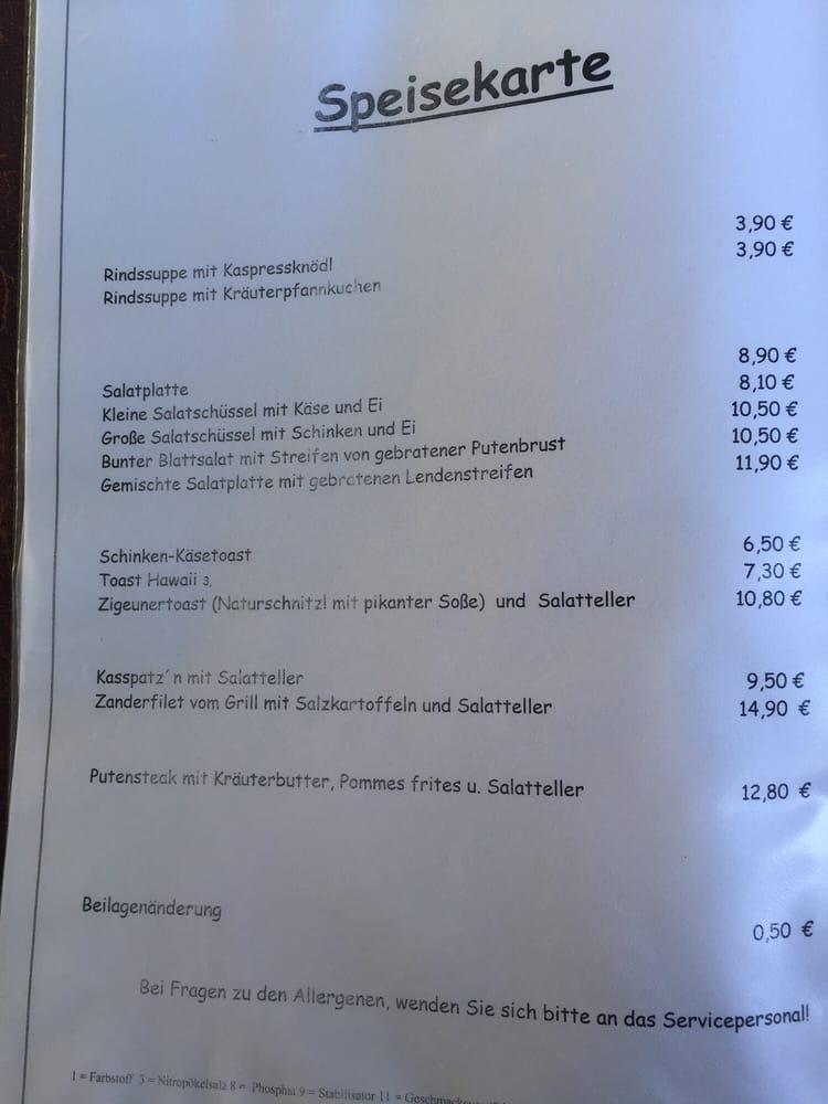 Speisekarte von Stroblalm, Anger