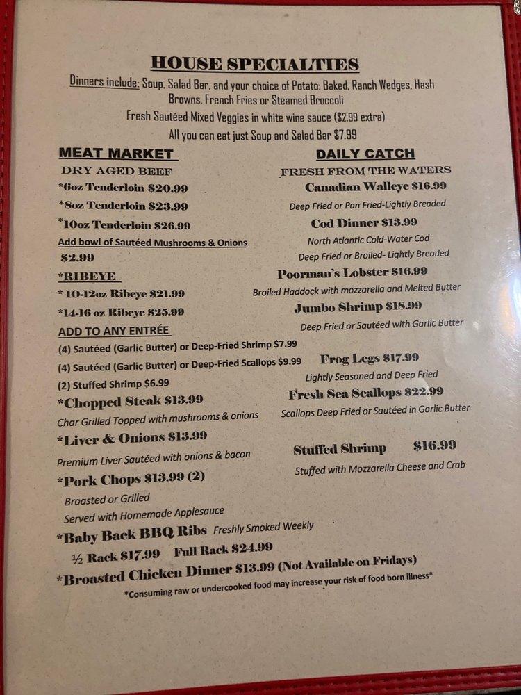 Menu at Kassidy's Studio Lounge restaurant, Shawano