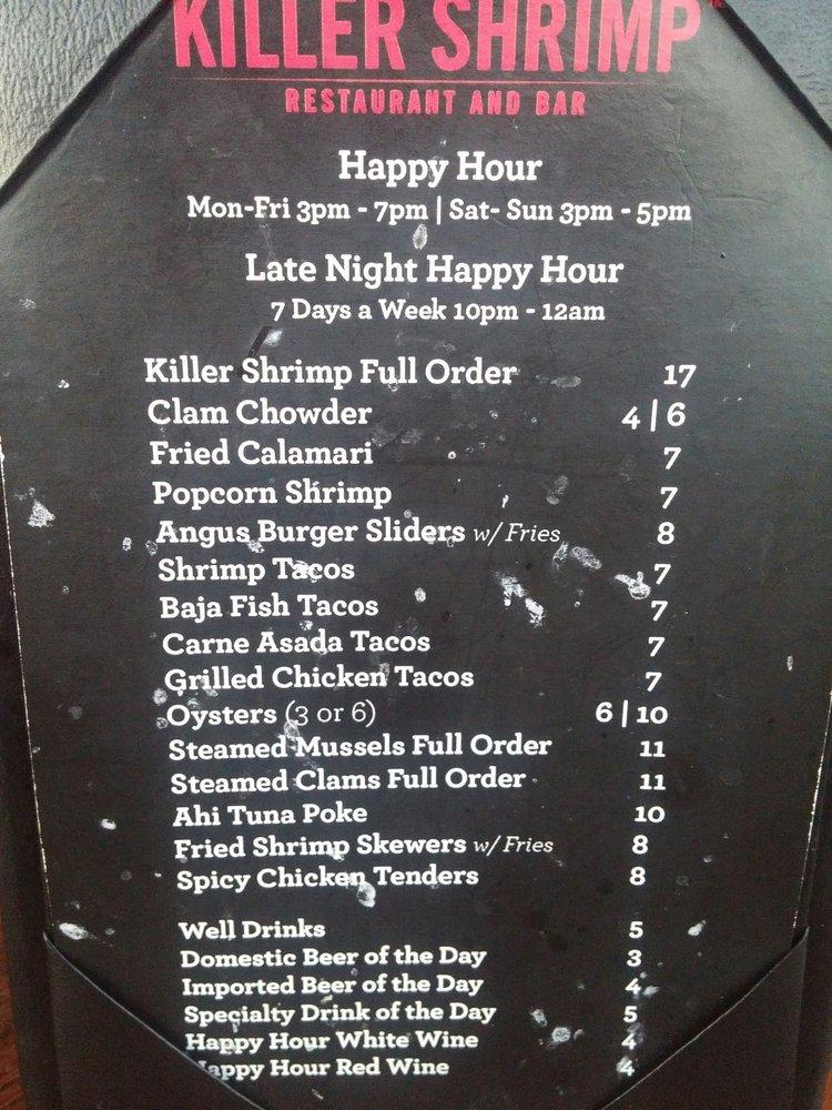 Menu at Killer Shrimp pub & bar, Marina del Rey, Admiralty Way