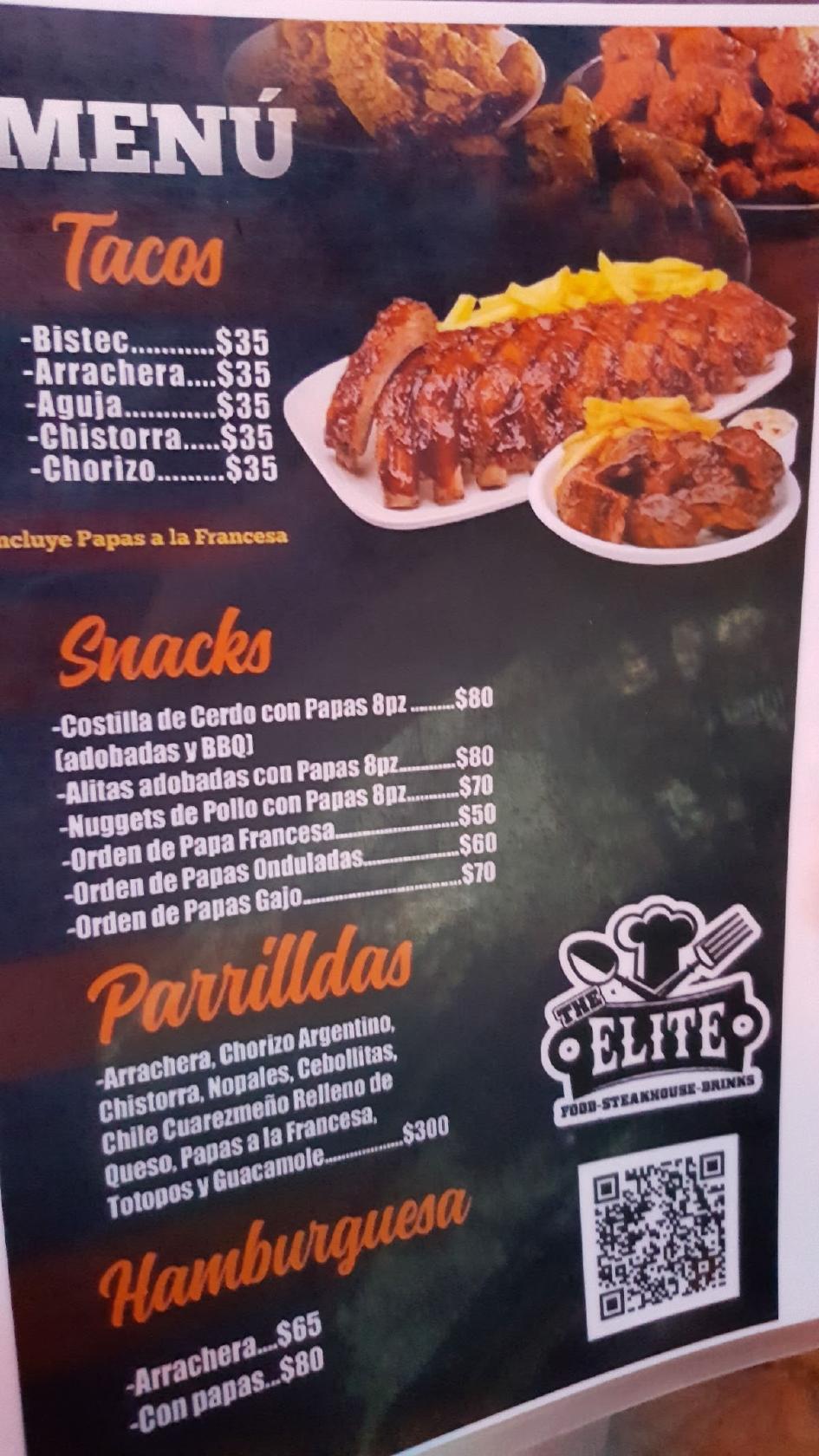 Menu at THE ELITE restaurant, Coacalco