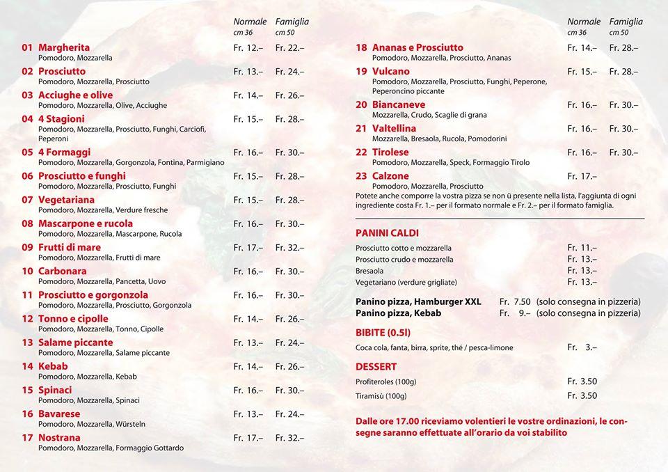 Menu at regno della pizza, Rivera