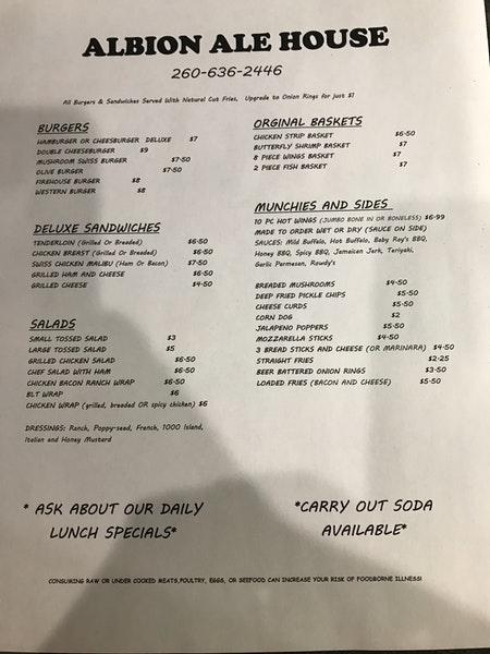 Menu at Albion Alehouse pub & bar, Albion