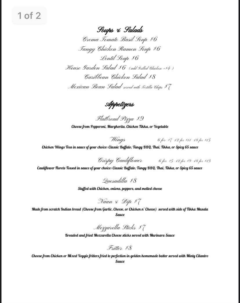 Menu at Blue Bear Golf Club, Shelbyville