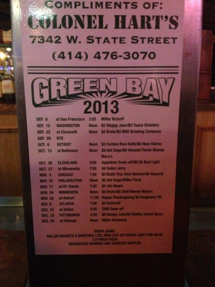 Menu at Colonel Hart's pub & bar, Wauwatosa